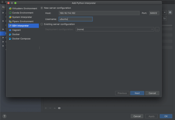 pycharmを使用してさくらvps上のアプリを開発したい。