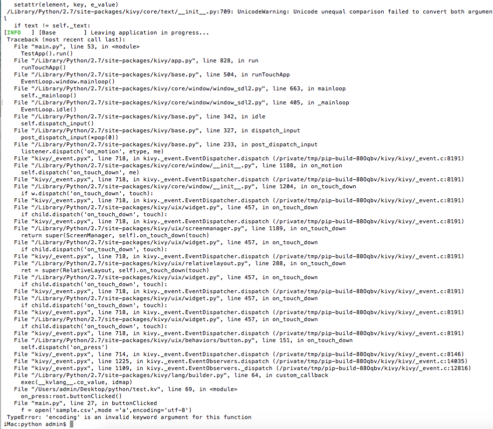 【kivy】CSVファイルをUTF-8で使用したい | teratail