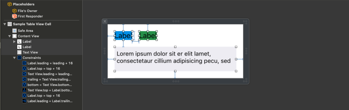 xibファイルで作成したセルの中のtextviewの高さを文字量に応じて可変させたい。