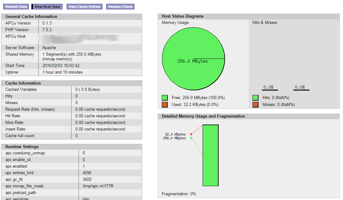 PHP7 Opcache+APCuを設定しましたが、APCuが動いていない？