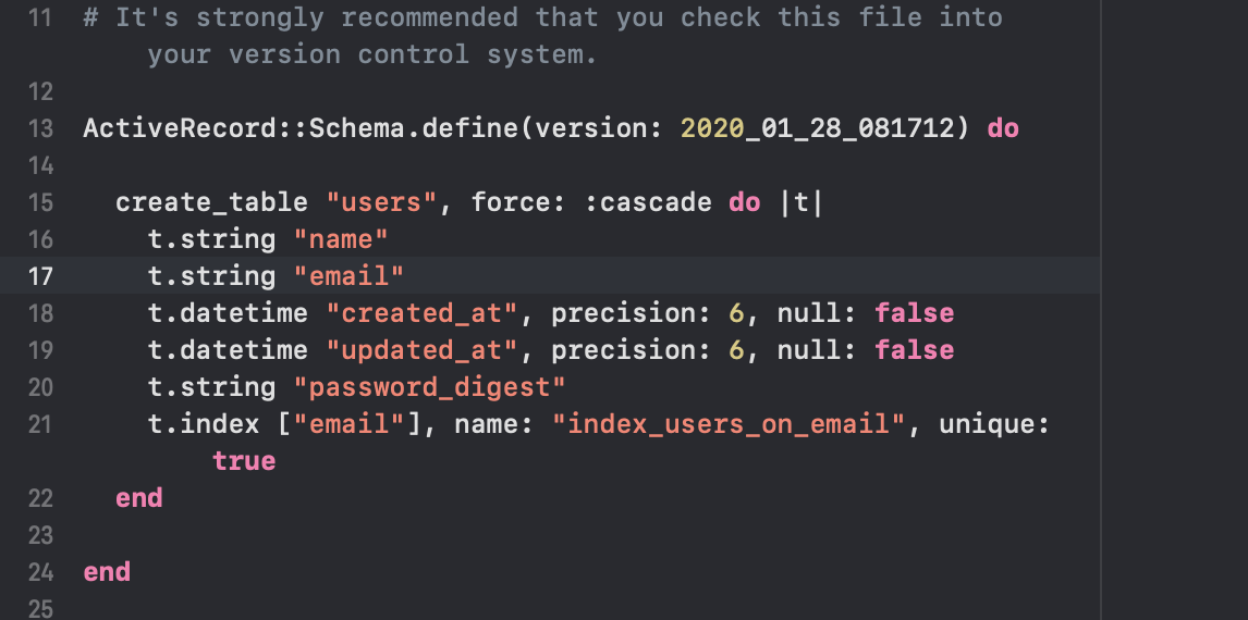 エラー文SQLite3::SQLException: duplicate column name: emailの際に参照するべきファイルはどのファイルなのか | teratail