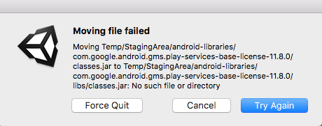 Unityにてこのようなエラーが表示されAndroidでbuildできなくなりました。 | teratail