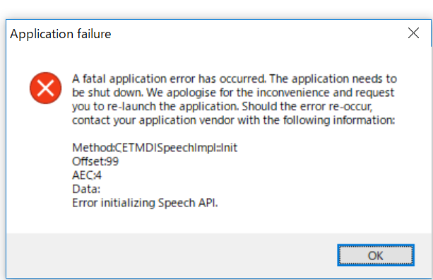 Application failureを解決したいです。