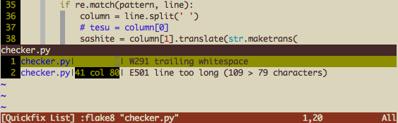 vim-flake8を導入した際エラー行の色を変えたい | teratail