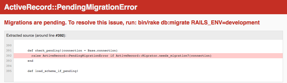 ActiveRecord::PendingMigrationError 解決できません....
