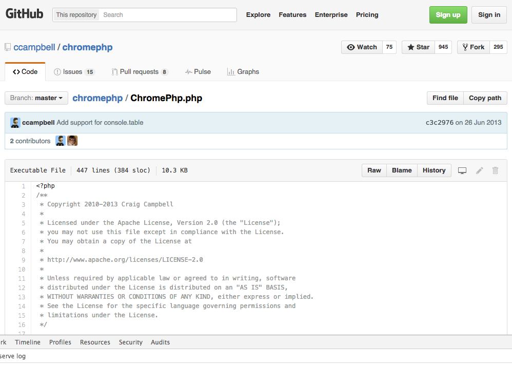 PHPでChromeLoggerを使いたいのですが