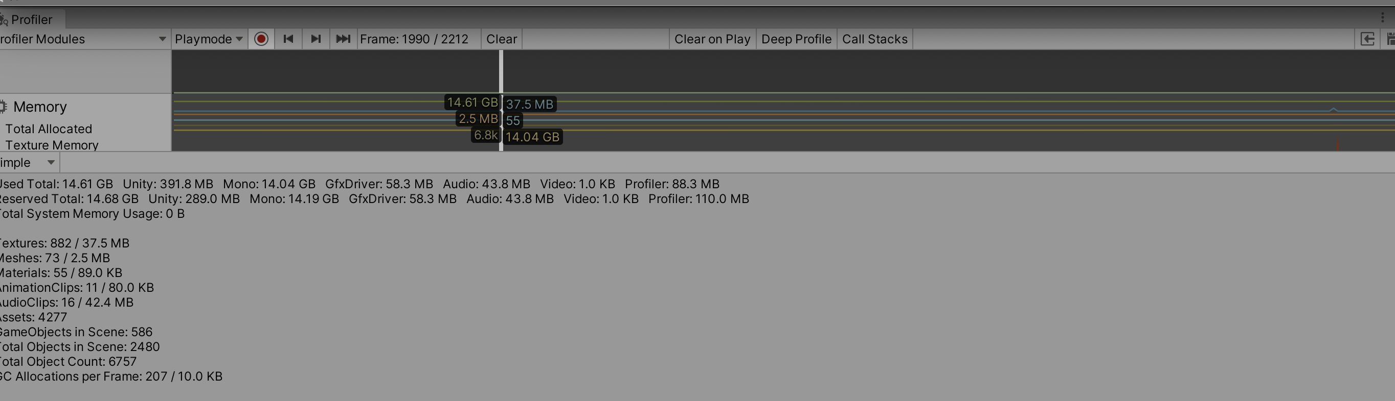 Unity Profilerで表示されるMonoで使用メモリ量が膨大になってしまう