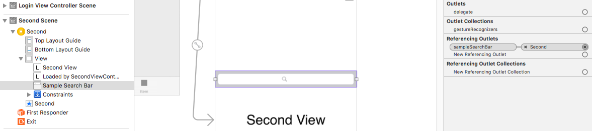 UISearchBarが動作しない | teratail