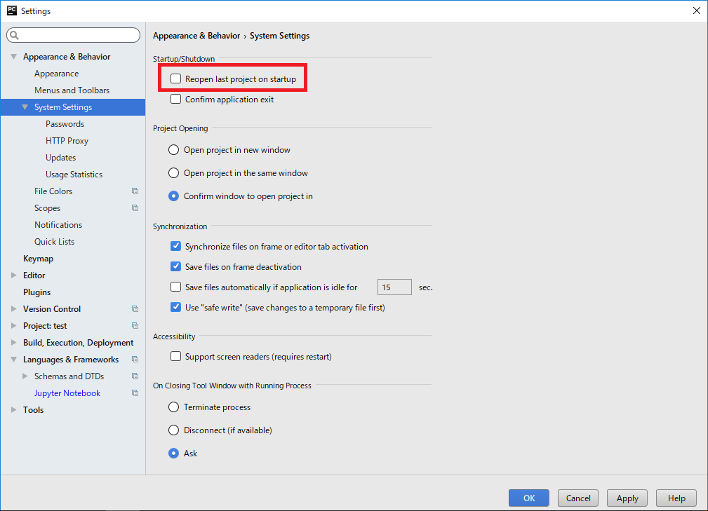 pycharmでプロジェクトを切り替える方法を教えてください(windows） | teratail