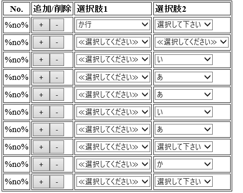 JavaScript - 連動するプルダウンメニューと行の追加の併用(HTML,Javascript)｜teratail