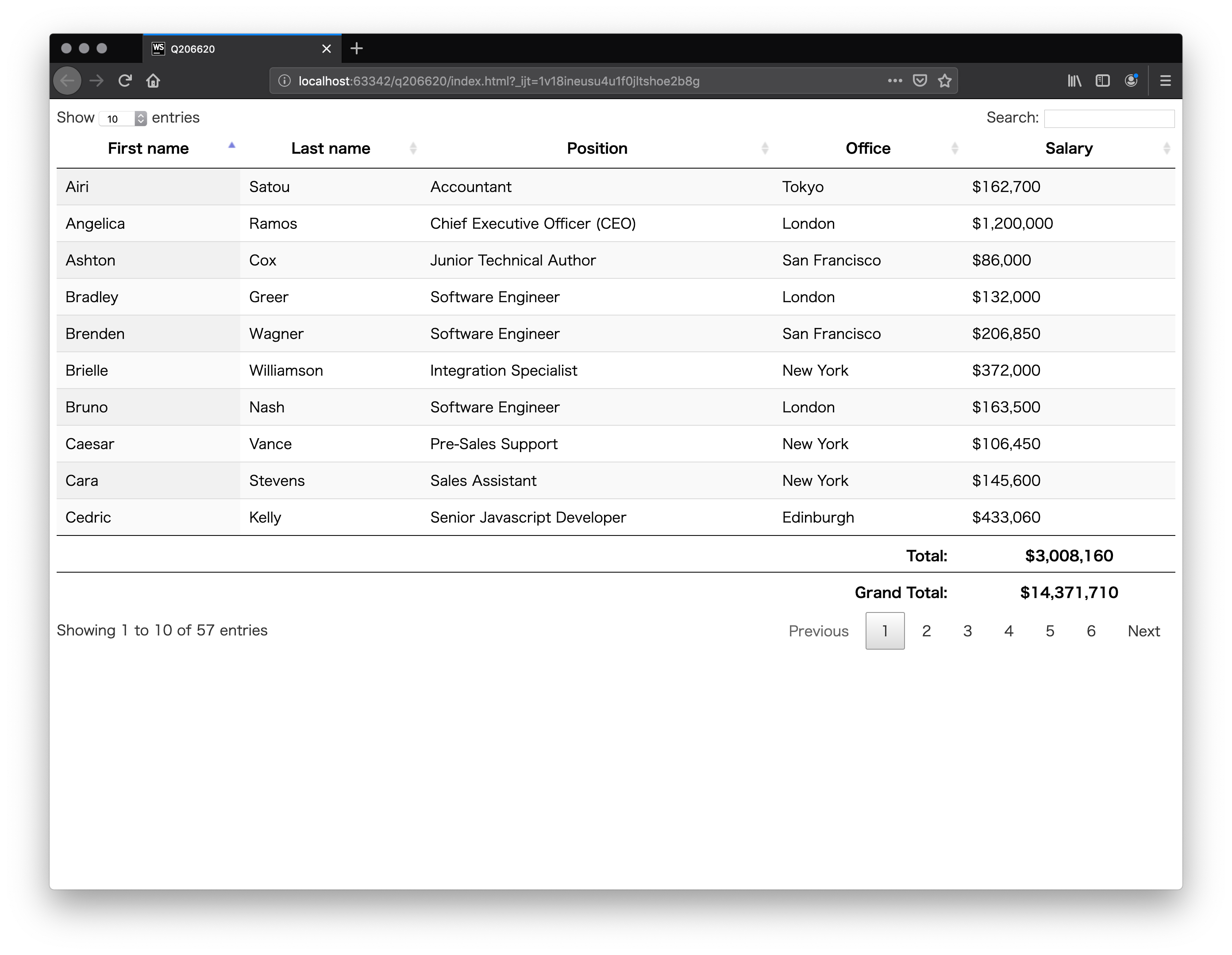 Jquery Datatableのfooterで合計/総合計を表示したい | teratail