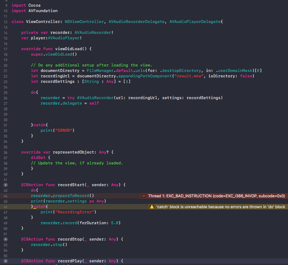 SwiftでのAVAudioRecorderについて | teratail