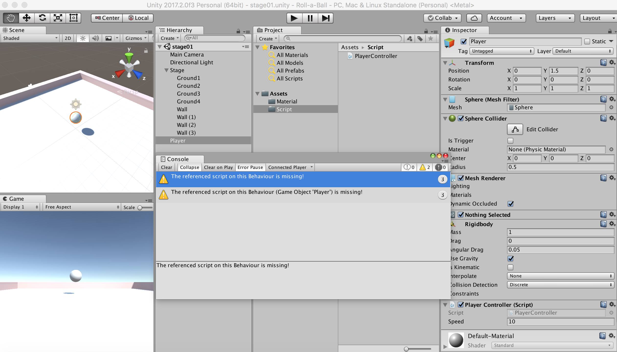 Unityのチュートリアルでのエラー | teratail