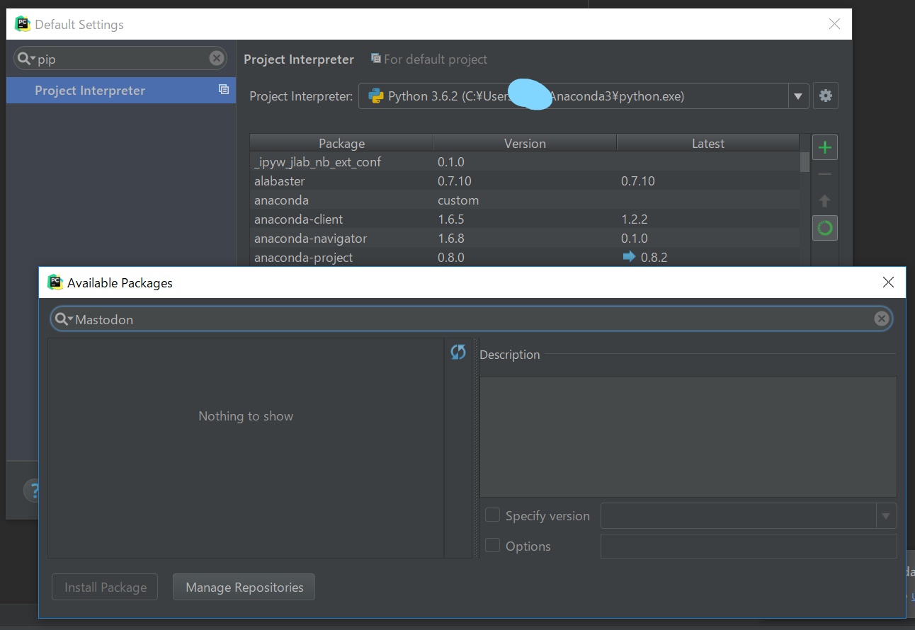 pycharmでPythonのパッケージをpip installしたい | teratail