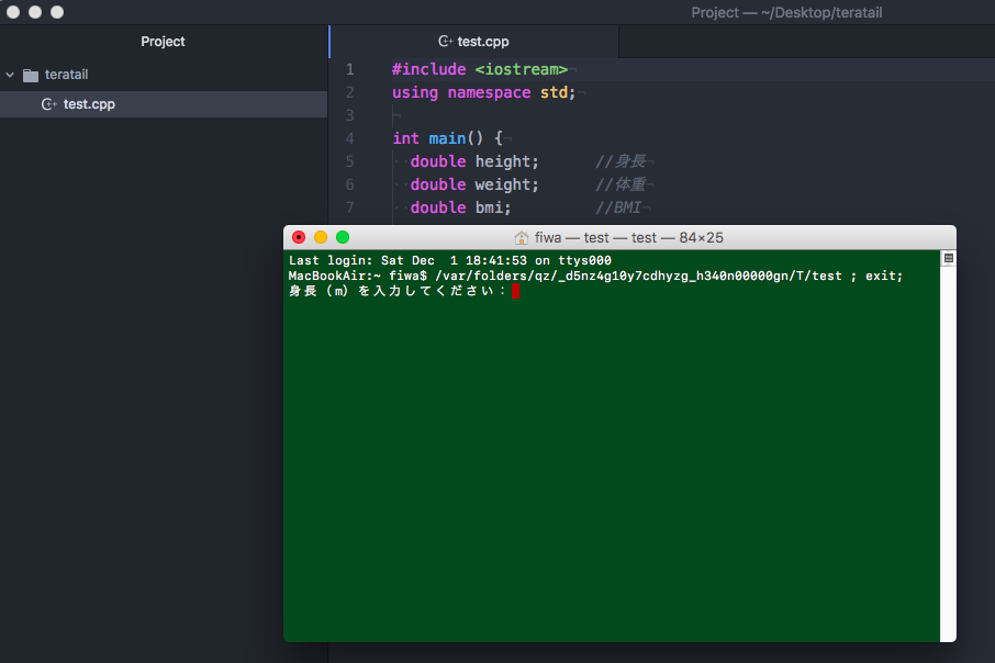 Atomでの入出力文（cout、cin文）の実行〜コンソールでの入力について | teratail