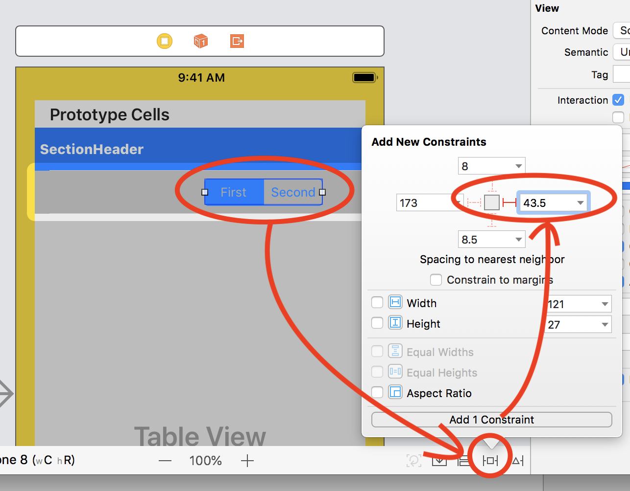 tableviewcell内のコンポーネントを右寄せにしたい