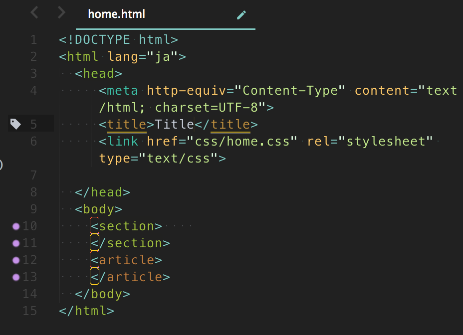 SublimeText3でHTML5を書くとエラーが出る | teratail