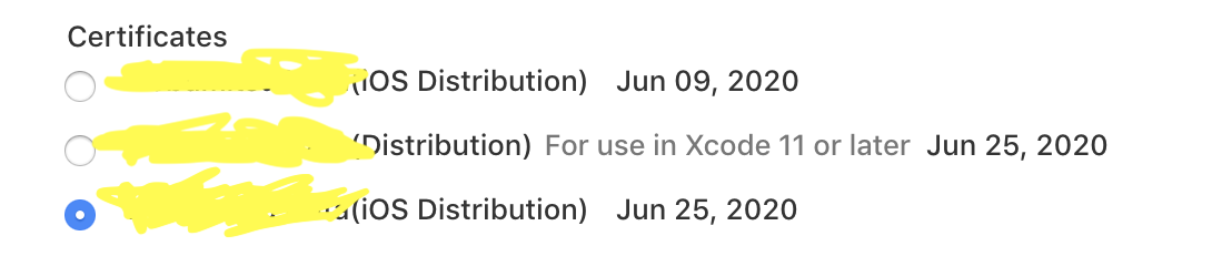 【Xcode】doesn't include signing certificate "iPhone Distribution